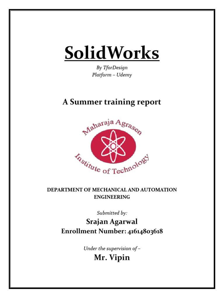 Solidworks: A Summer Training Report | PDF | Computing | Software
