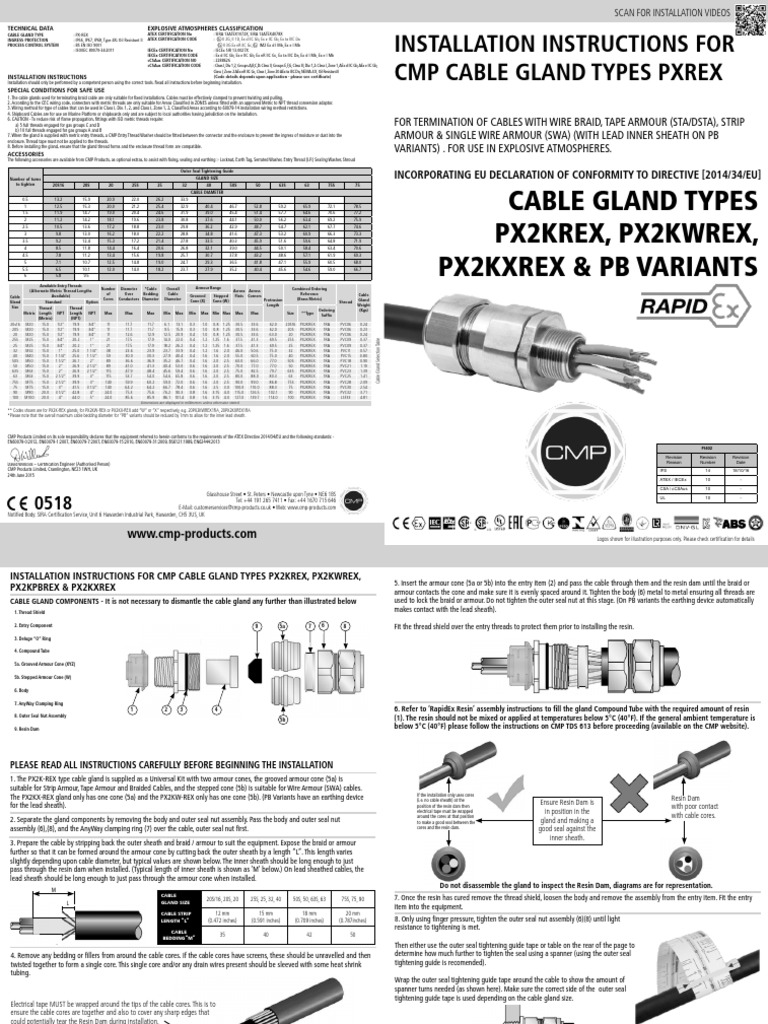Cable Gland Types Px2Krex, Px2Kwrex, Px2Kxrex & PB Variants | PDF ...