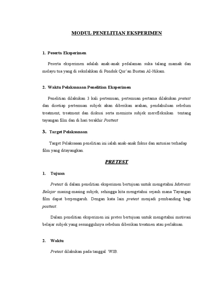 Modul Penelitian Eksperimen | PDF