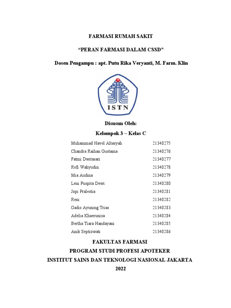 Farmasi Rumah Sakit Kel 3 Cssd Pdf