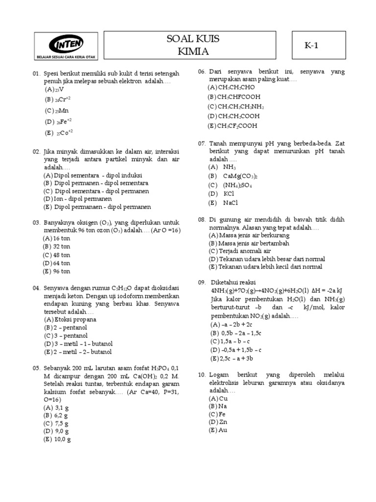 Kuis Kimia: Soal dan Jawaban | PDF