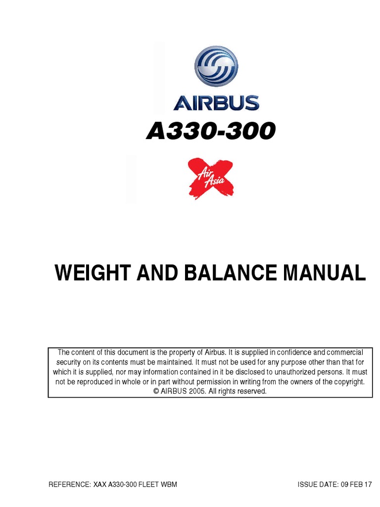 Weight and Balance Manual: Reference: Xax A330-300 Fleet WBM Issue Date ...