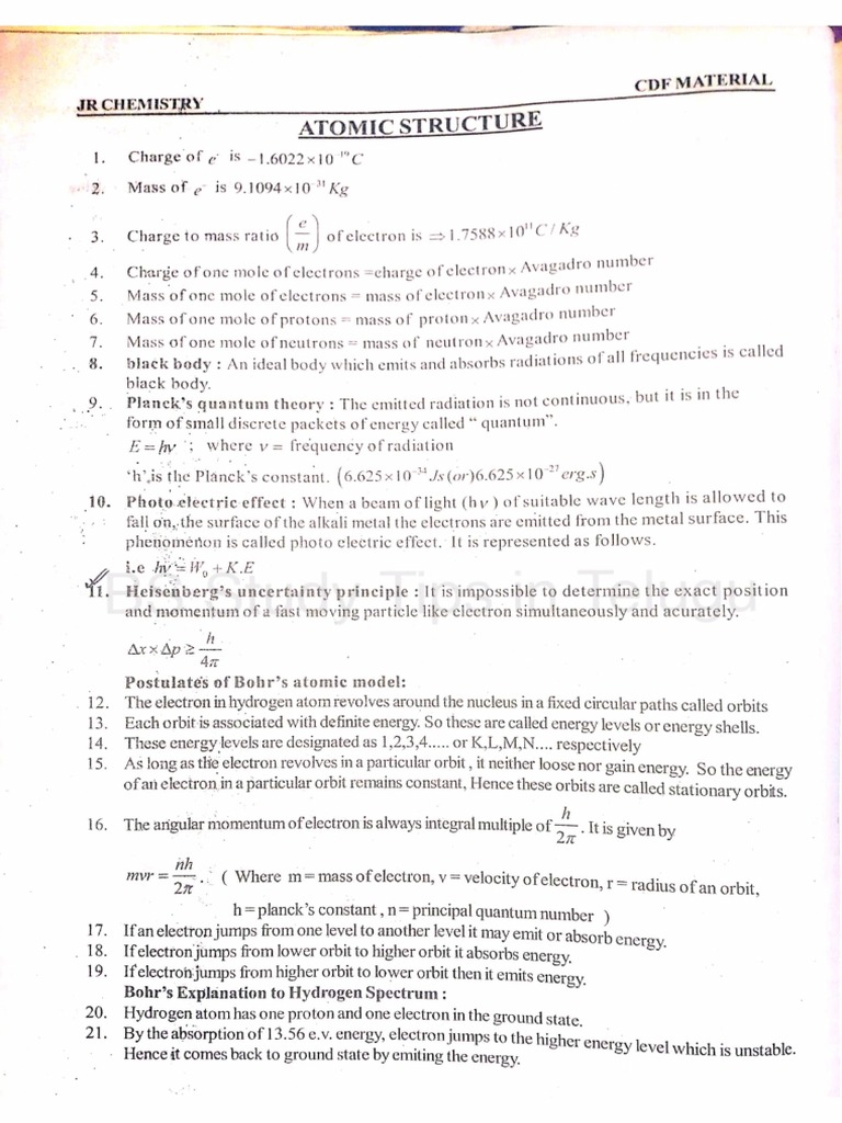 Chemistry 1st Year CDF Material | PDF