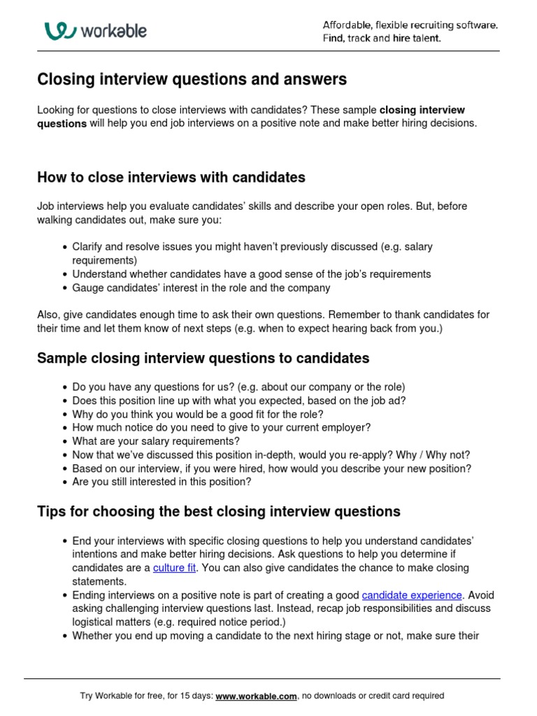 Closing Interview Questions and Answers: How To Close Interviews With ... Closing Interview Questions and Answers: How To Close Interviews With ...