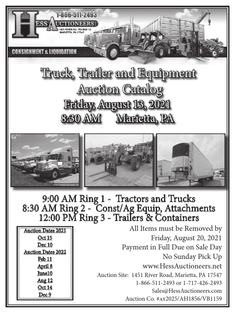 Hess Auctioneers August 13 2021 Truck Trailer Equip Auction | PDF ...
