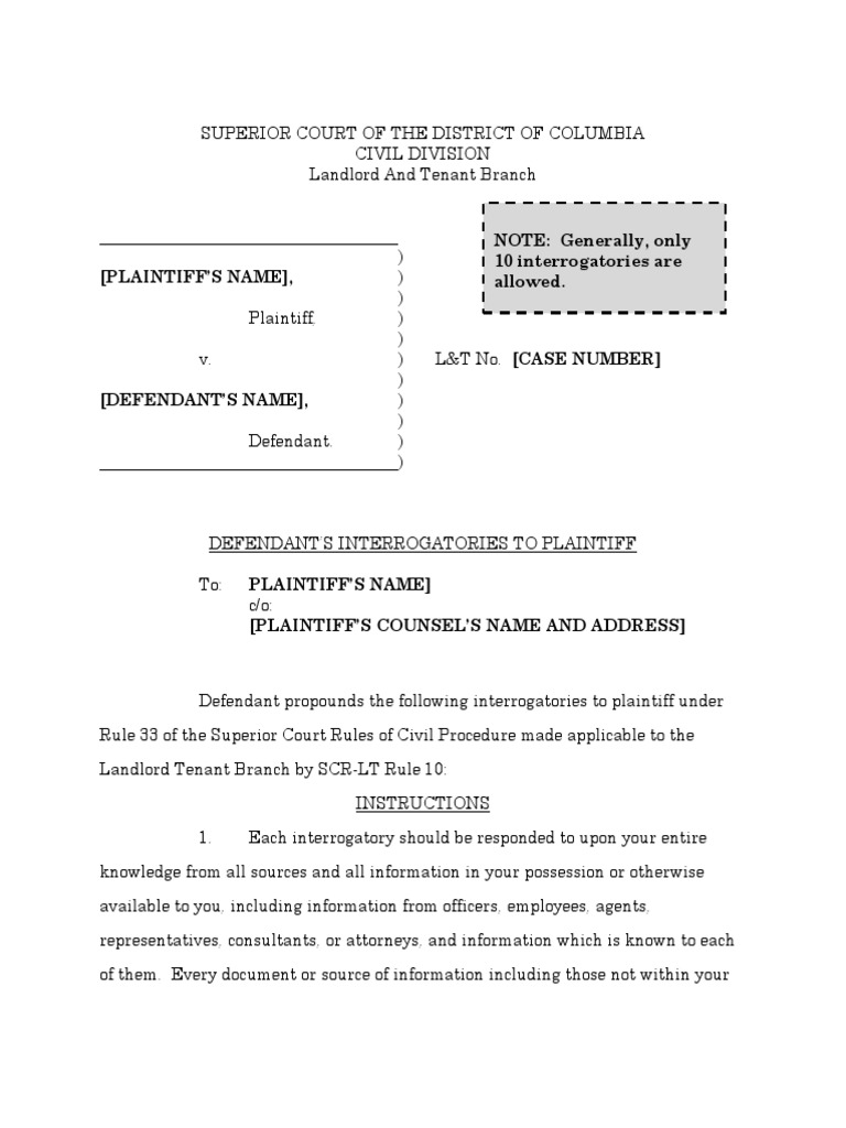 Defendant's Interrogatories to Plaintiff | PDF | Lawsuit | Interrogatories