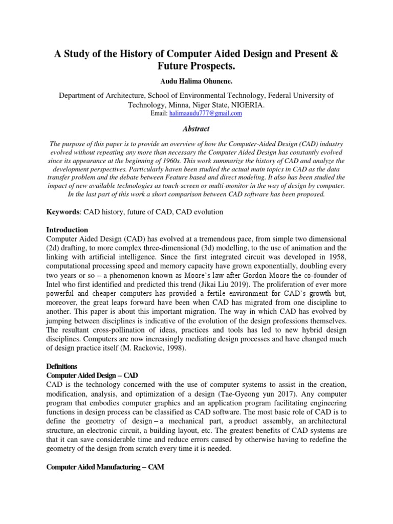 A Study of The History of Computer Aided Design and Present | PDF ...