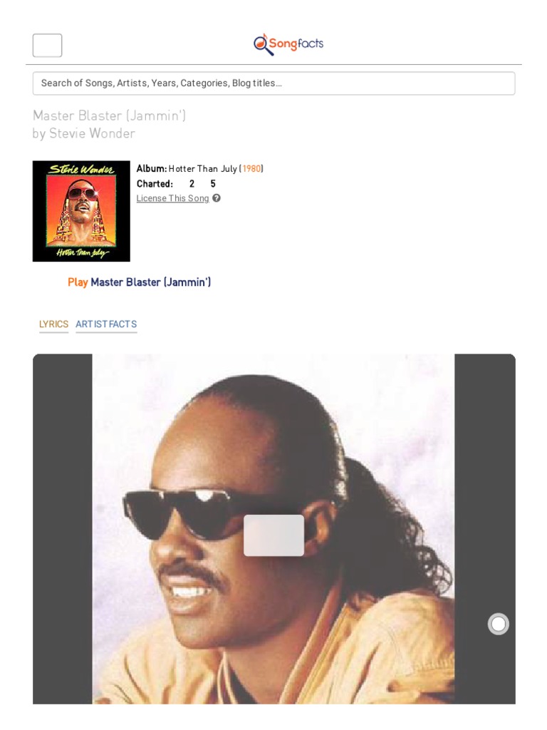 Master Blaster (Jammin') by Stevie Wonder - Songfacts | PDF