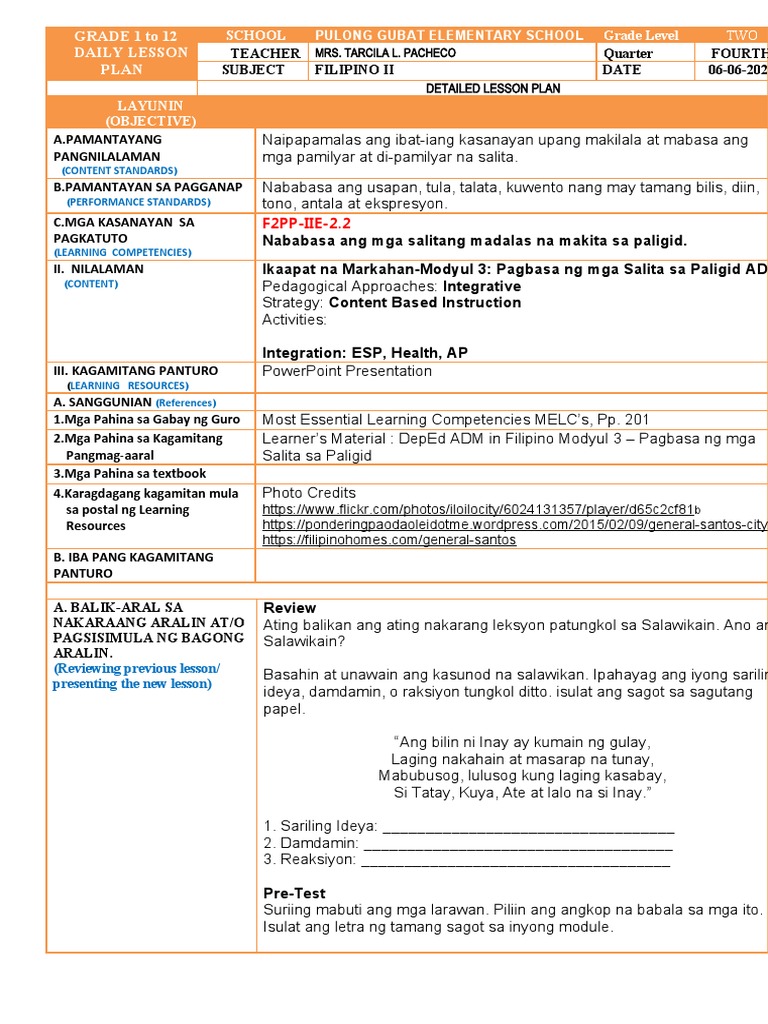 Grade 2 Filipino Co 1 Version 1 | PDF