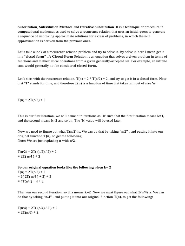 Recurrencew Relation Iteration Method Pdf Recurrence Relation Computational Science