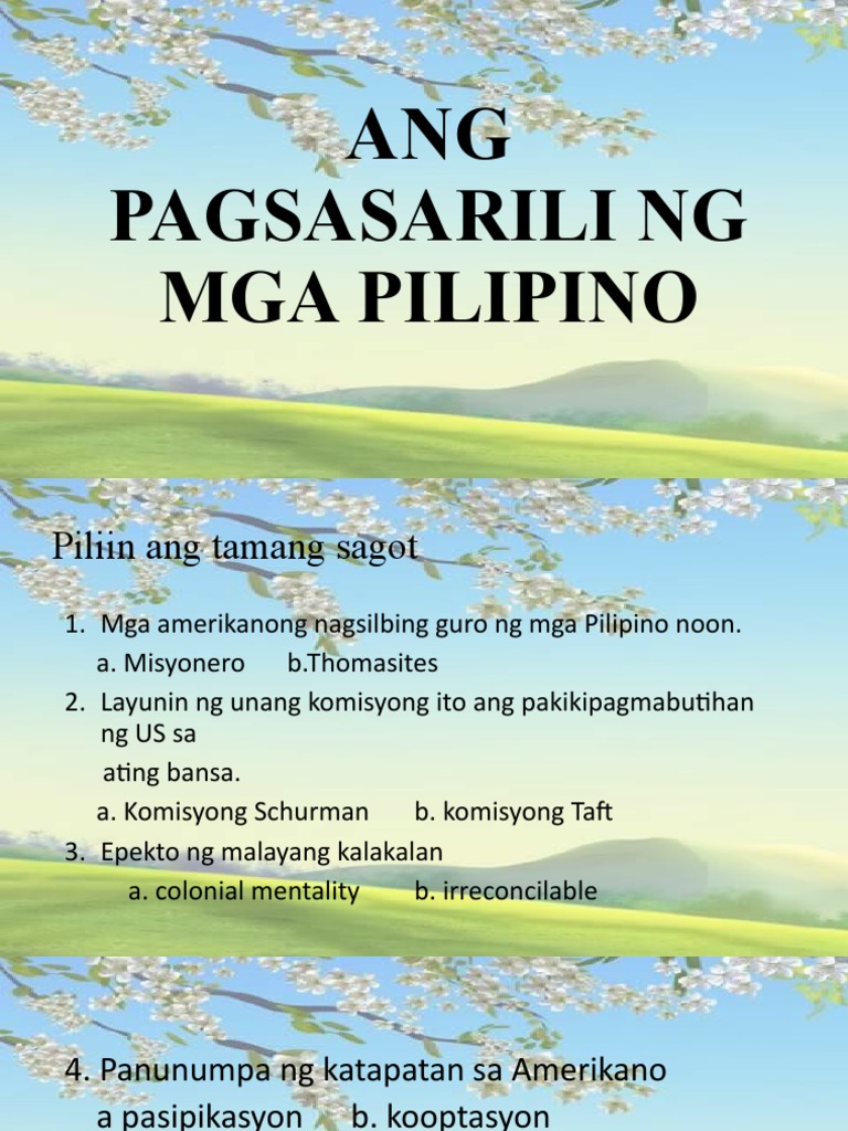 Ang Pagsasarili NG Mga Pilipino | PDF
