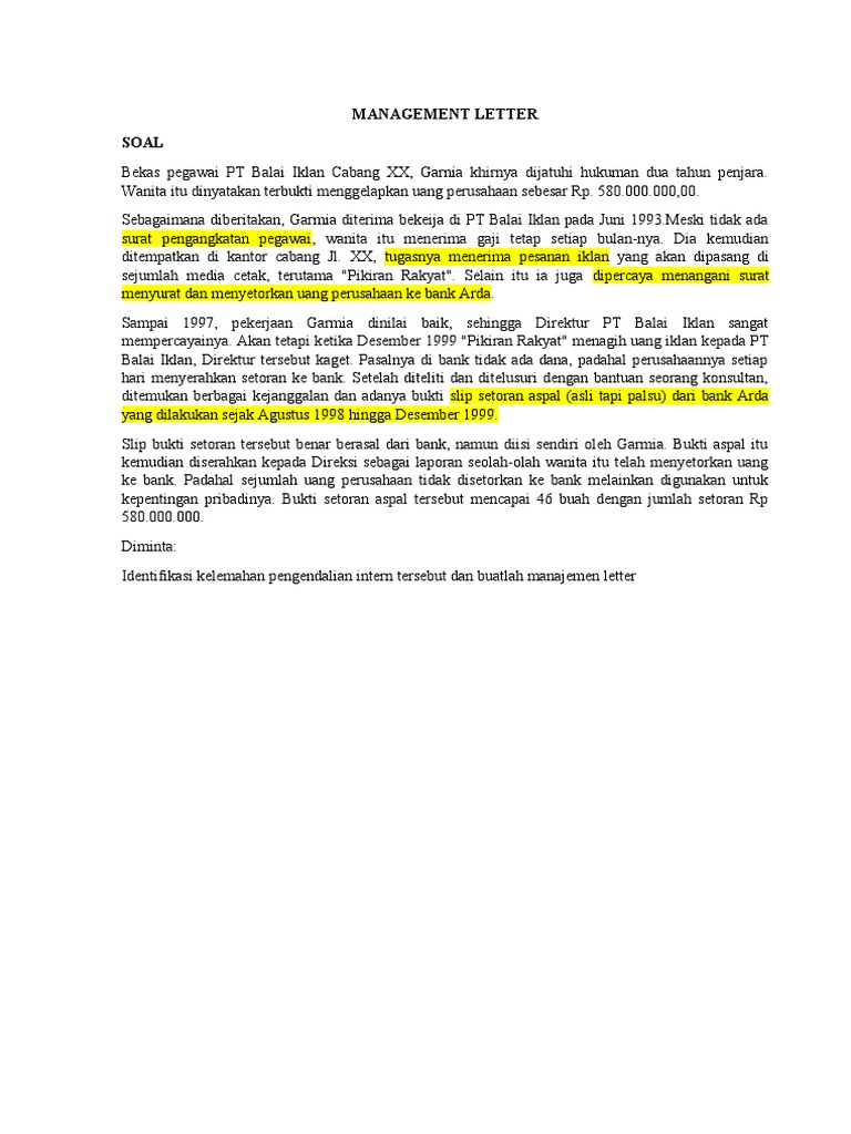 Manajemen Letter | PDF