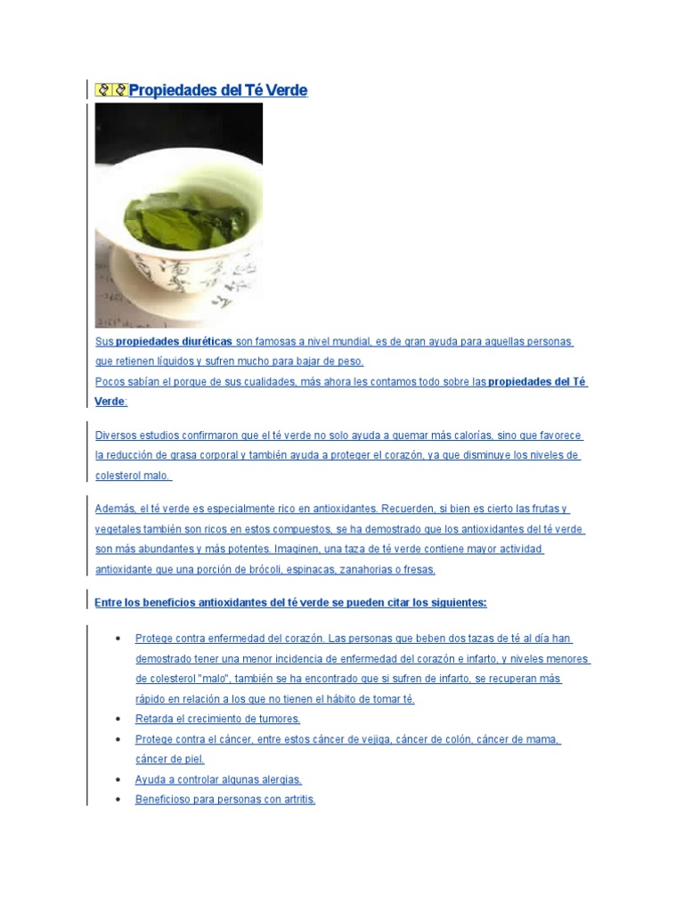Propiedades Del Té Verde | PDF