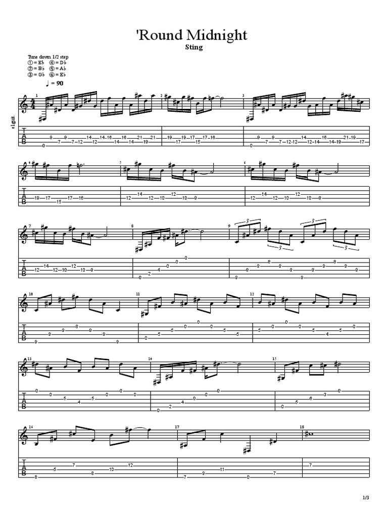 Guitar Tabs for "Round Midnight" | PDF