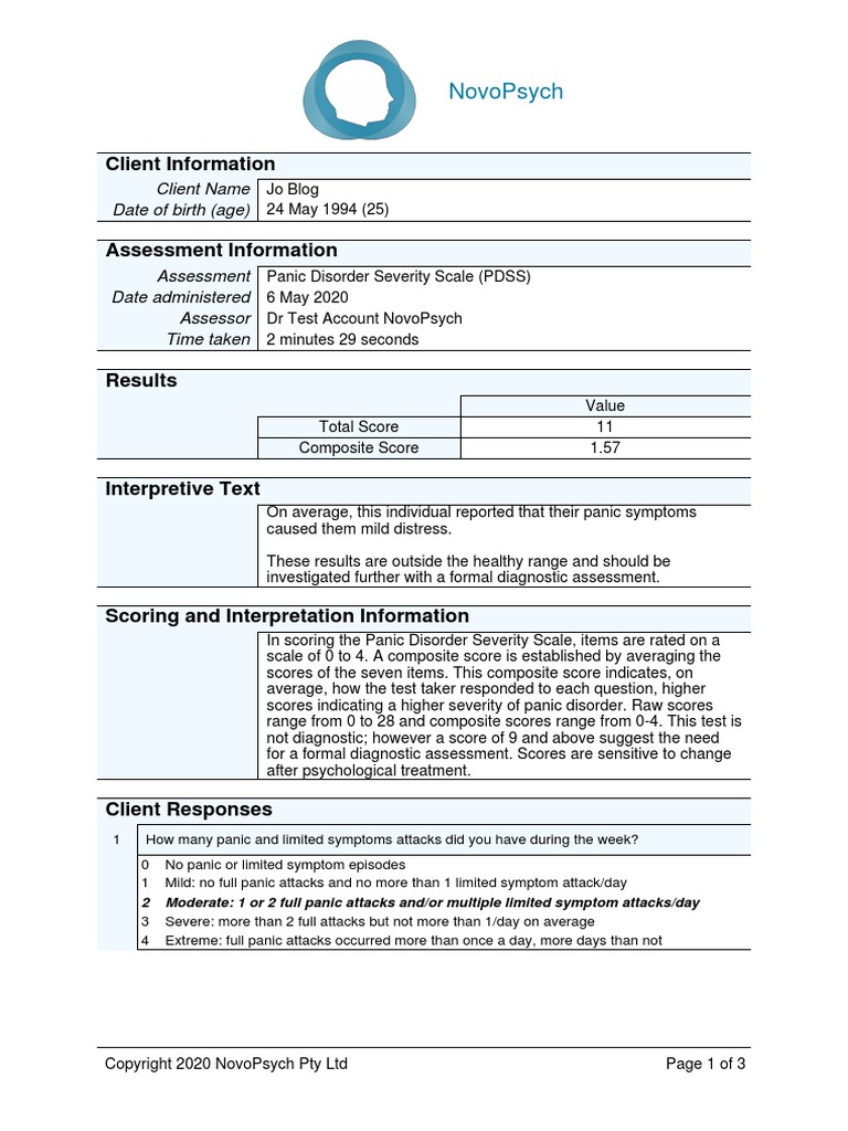 Novopsych: Client Information | PDF | Panic Attack | Panic Disorder