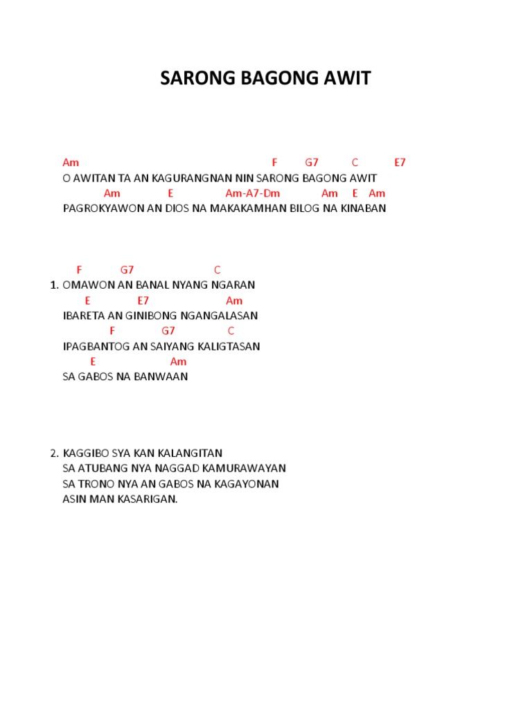 Sarong Bagong Awit (Chords) | PDF