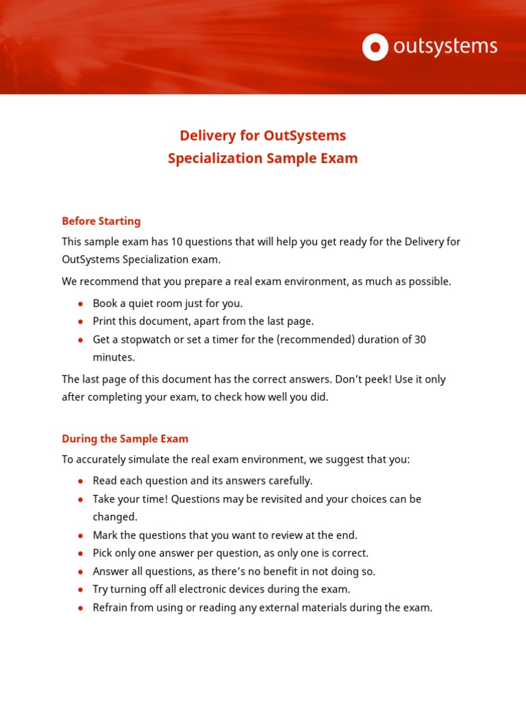 Delivery For OutSystems Specialization Sample Exam - en | PDF | Agile ...
