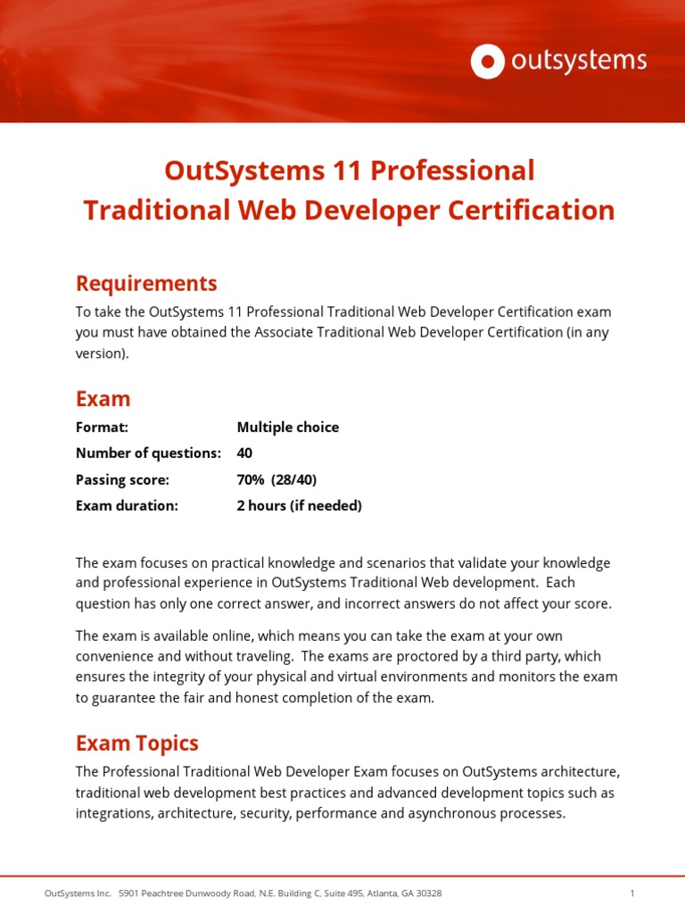 OutSystems 11 Professional Traditional Web Developer Certification ...