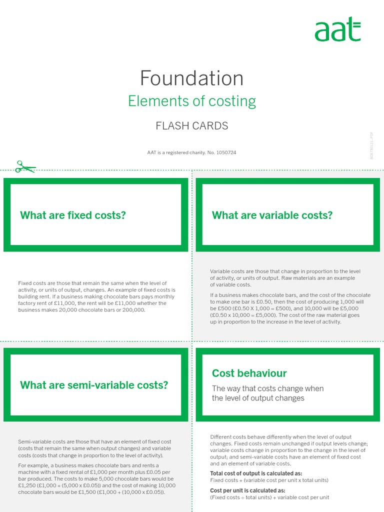 Aat Flashcards Elements Costing | PDF | Business Process | Market ...