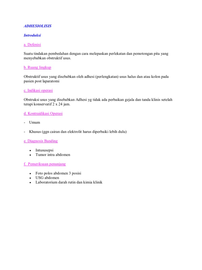Adhesiolisis | PDF | Sains & Matematika