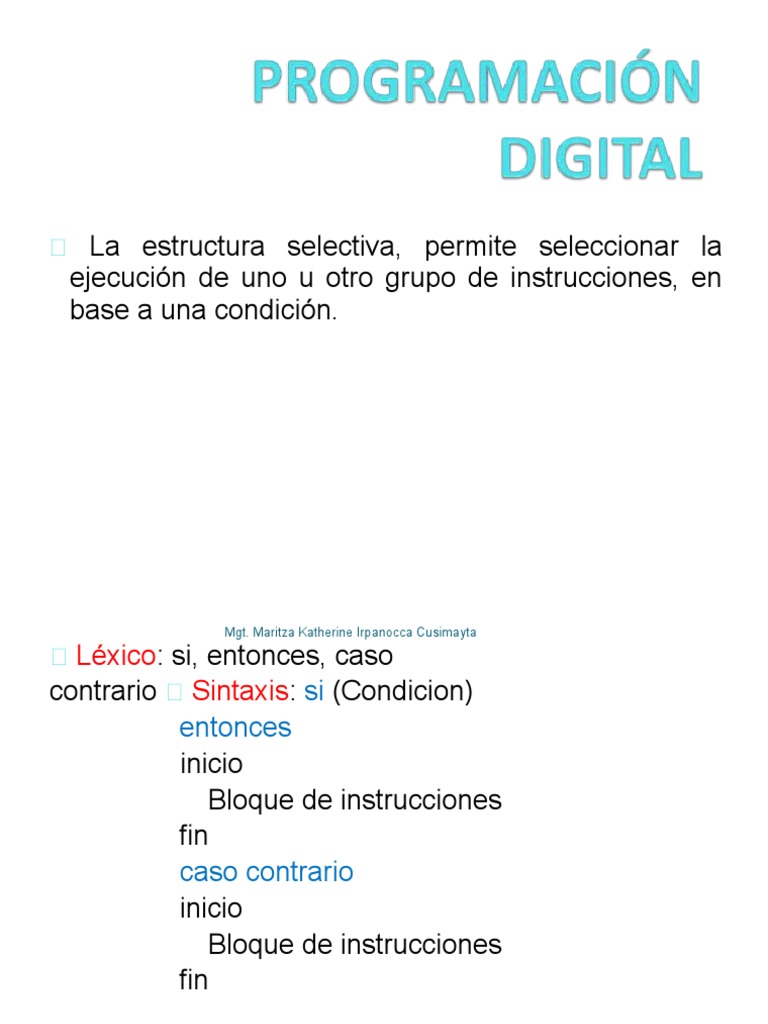 Estructura Selectiva | PDF | Algoritmos | Programación de computadoras