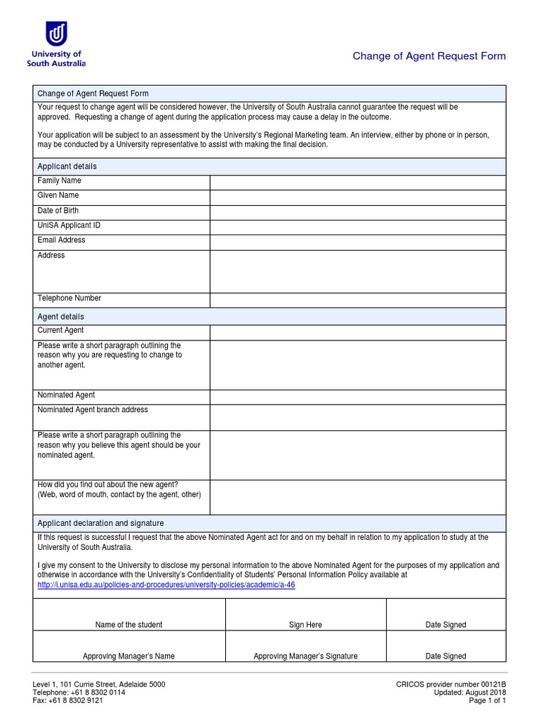 Change of Agent Request Form | PDF | Business