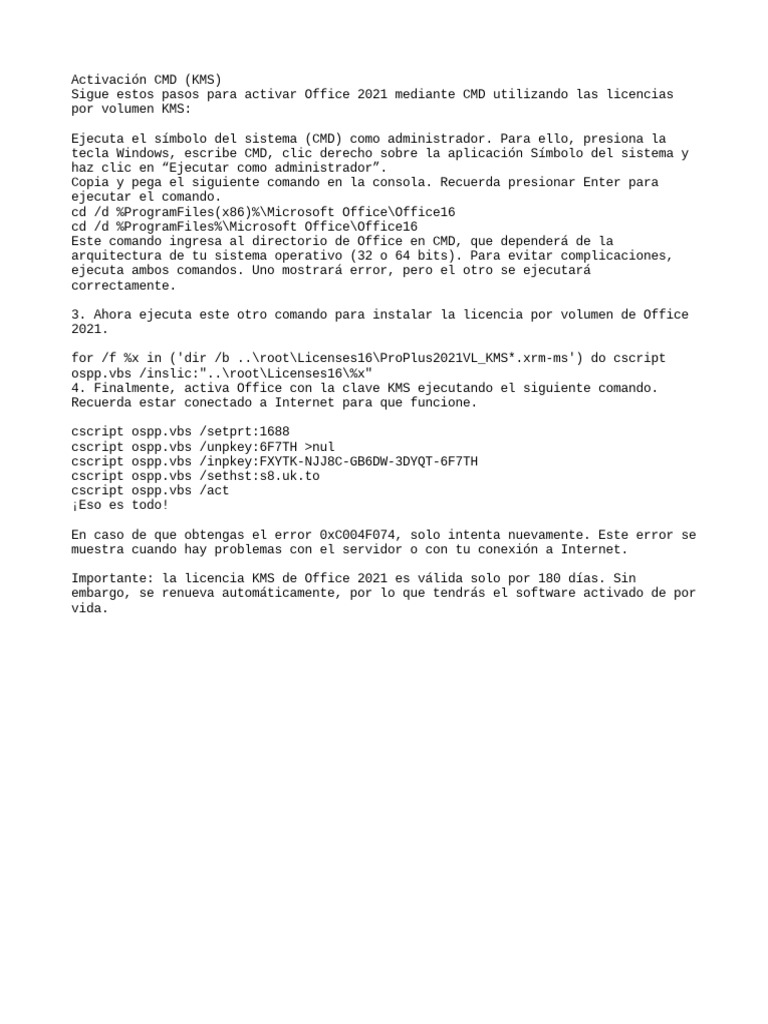 Activar Office 2021 Con CMD | PDF