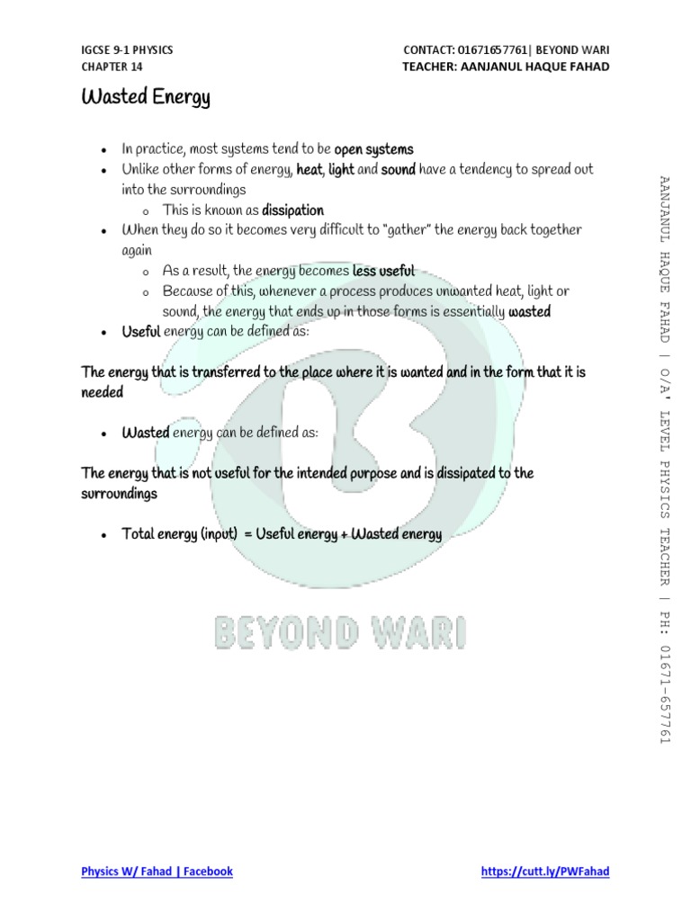 IGCSE Physics: Energy Efficiency | PDF | Friction | Heat