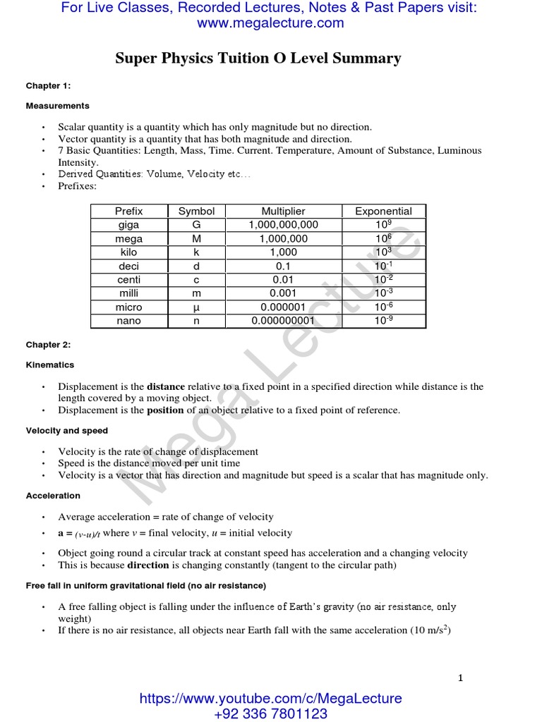 O Level Physics Tuition Notes Summary | PDF | Electromagnetic Induction ...
