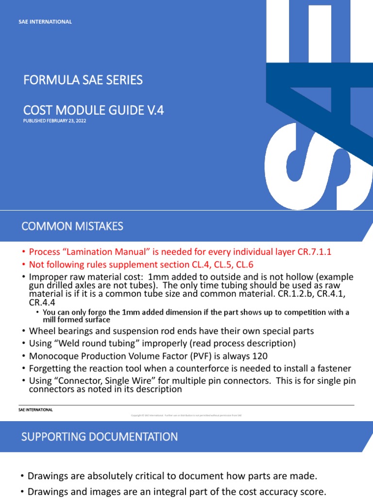 Formula Sae Series Cost Module Guide V.4 | PDF | Pipe (Fluid Conveyance ...