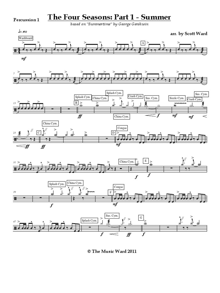 The Four Seasons - Part 1 - Summer - Percussion 1 | PDF