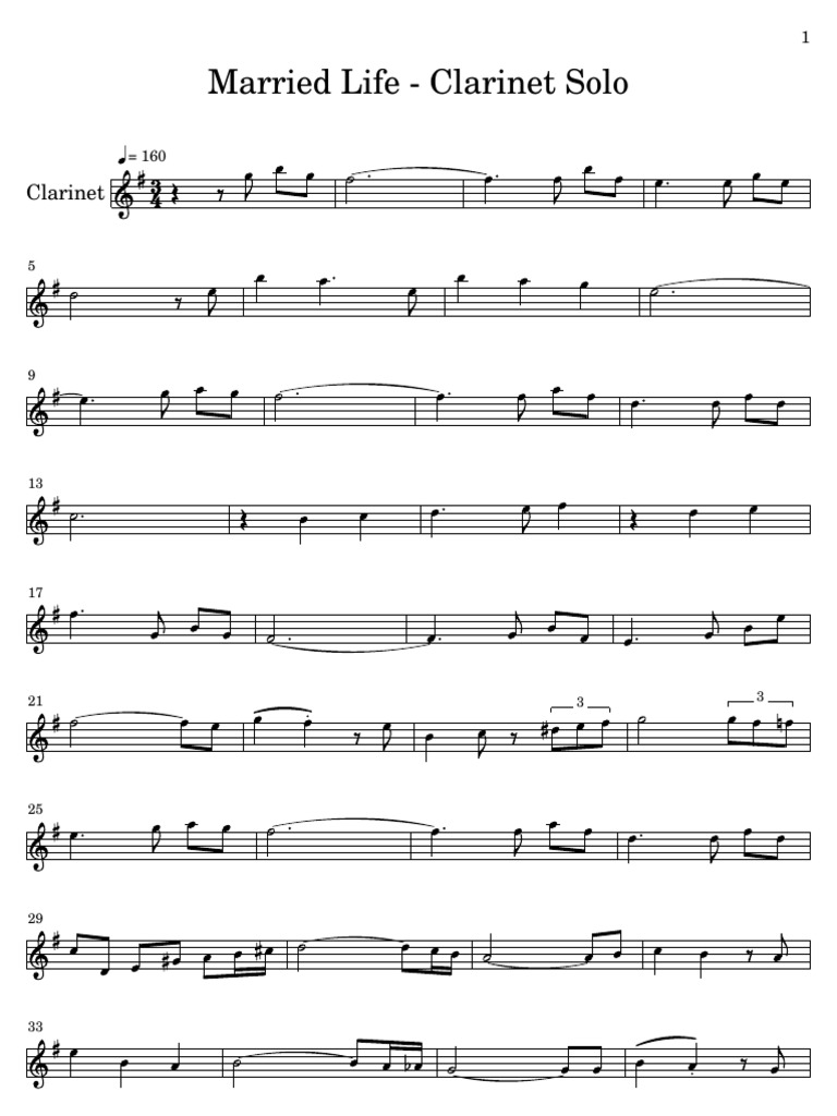 Married Life - Clarinet Solo | PDF