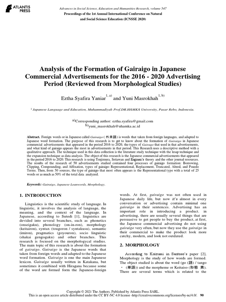 Analysis of The Formation of Gairaigo in Japanese Commercial ...