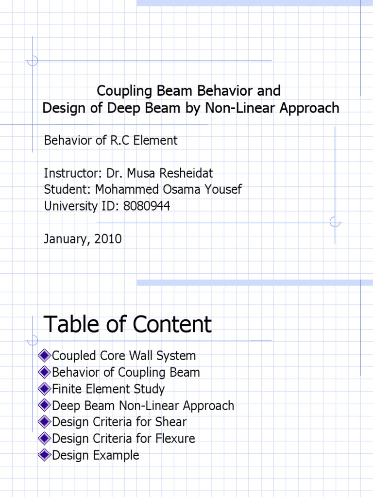 Coupling Beam Behavior and Design of Deep Beam by Non-Linear Approach ...