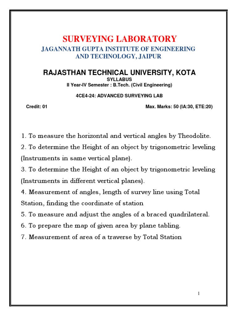 New Surveying Lab Manual | PDF | Surveying | Compass
