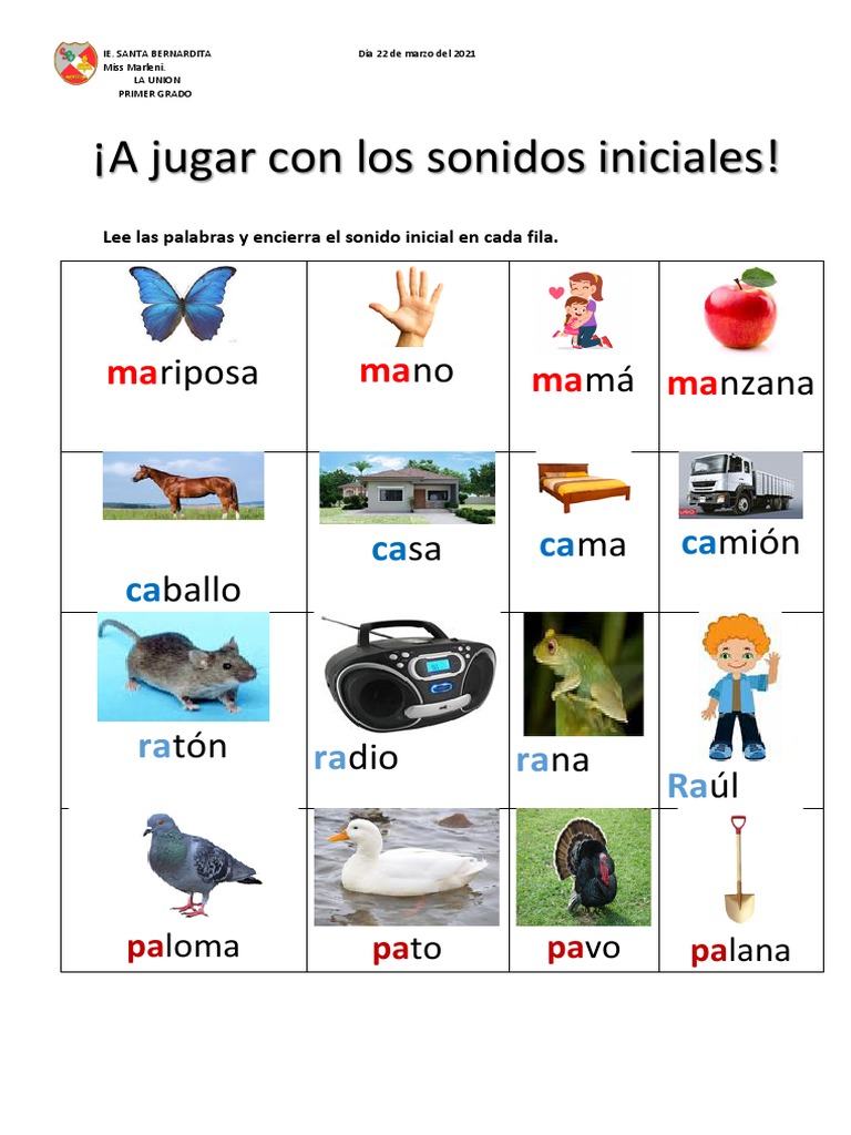 ¡A Jugar Con Los Sonidos Iniciales!: Riposa No Má Nzana | PDF