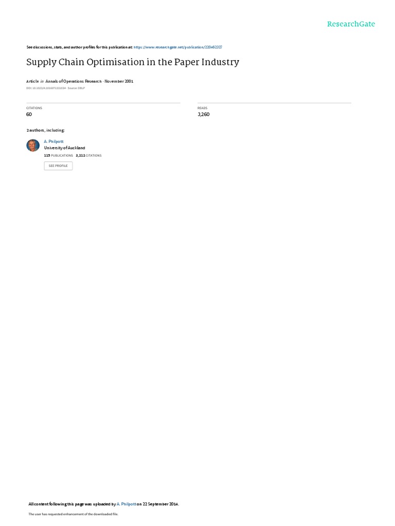 Supply Chain Optimisation in The Paper Industry | PDF | Stationery ...