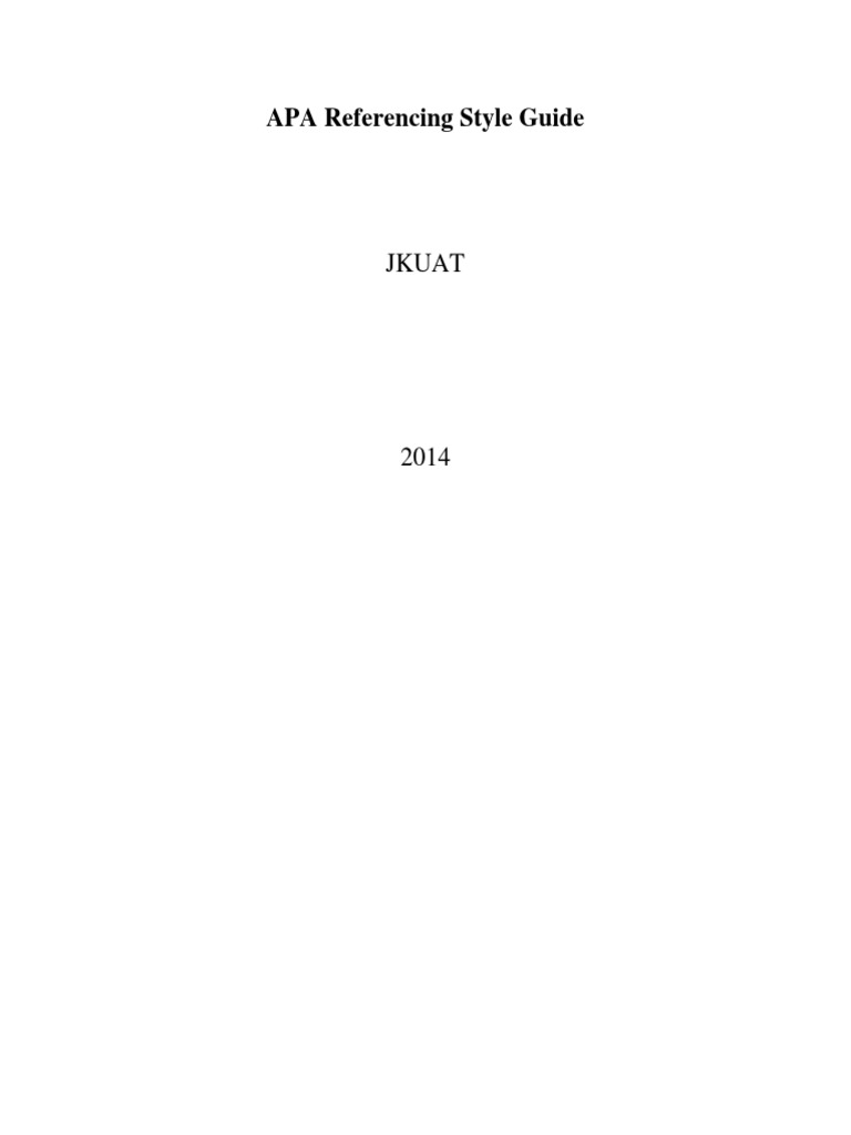 APA Referencing Style Guide: Jkuat | PDF | World Wide Web | Internet & Web