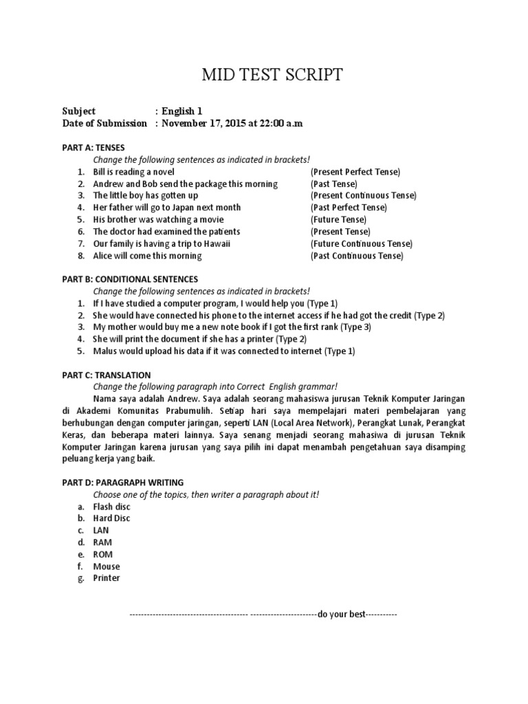 Mid Test Script | PDF | Computer Science | Information And ...