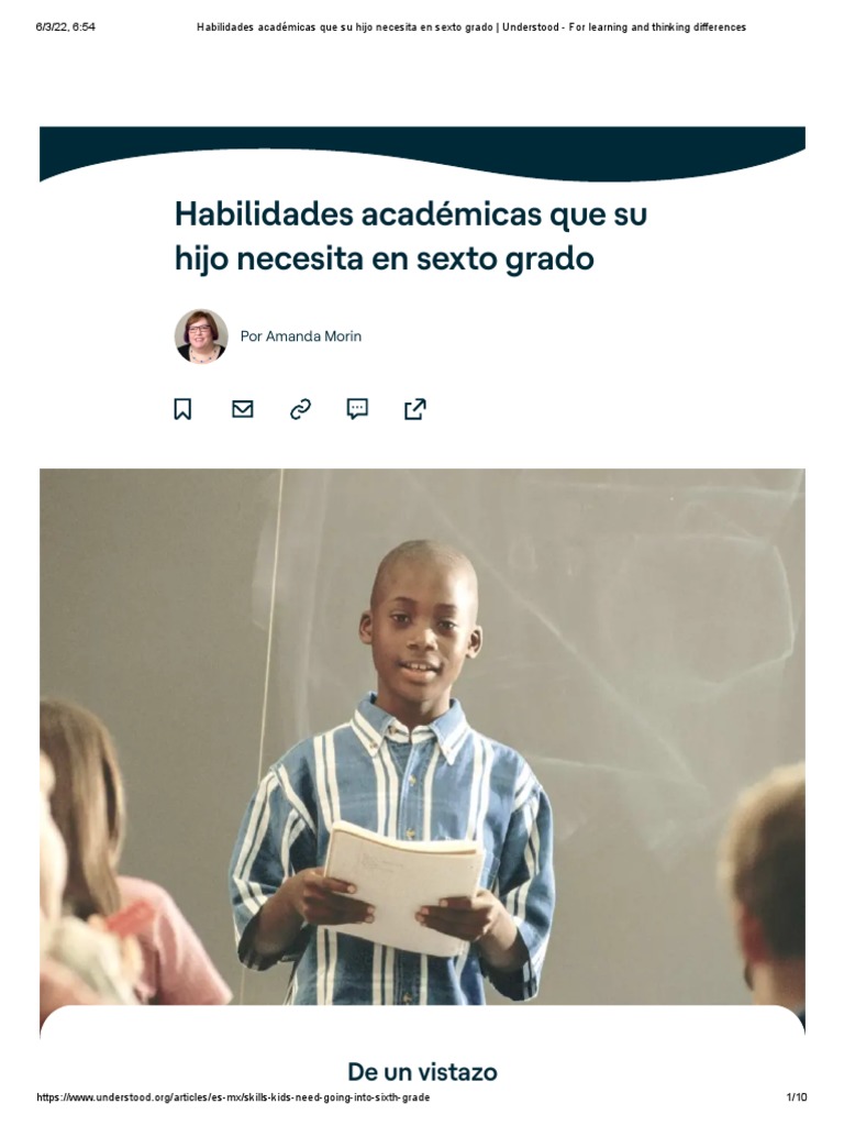 Habilidades Académicas Que Su Hijo Necesita en Sexto Grado | PDF ...