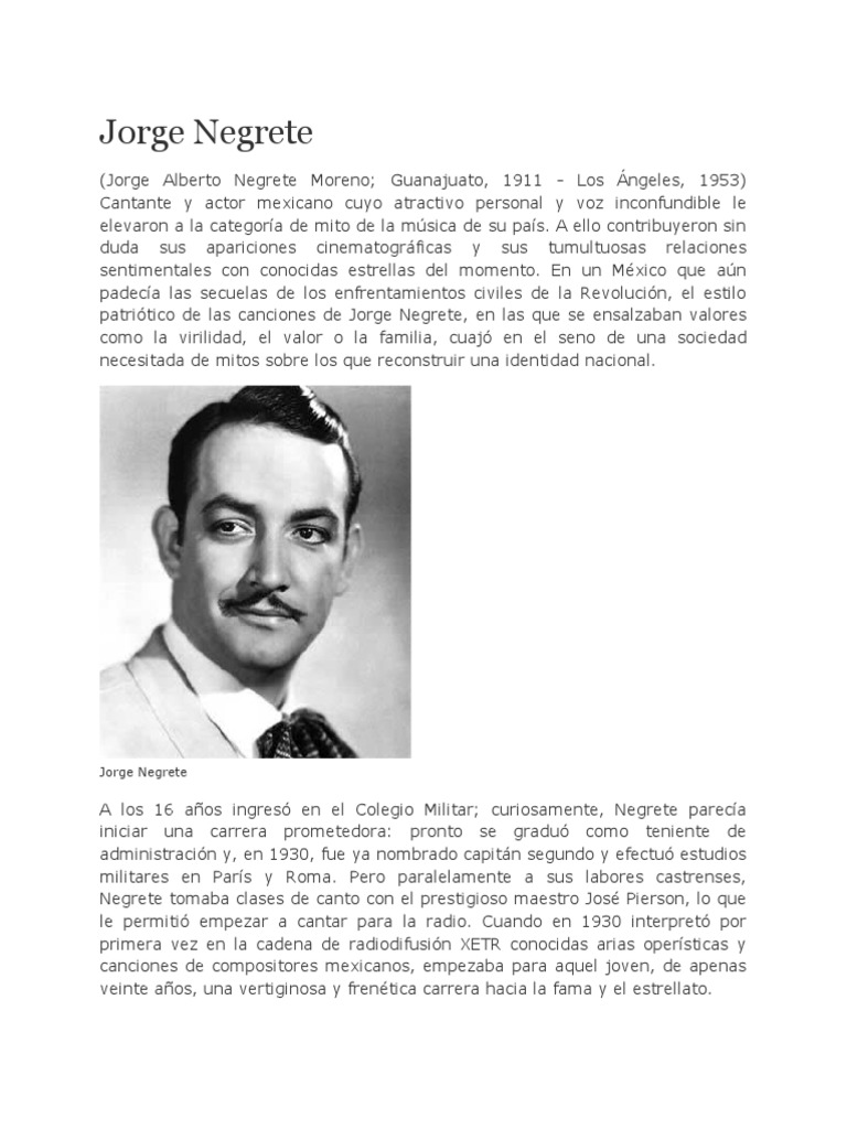 Jorge Negrete | PDF | Ópera