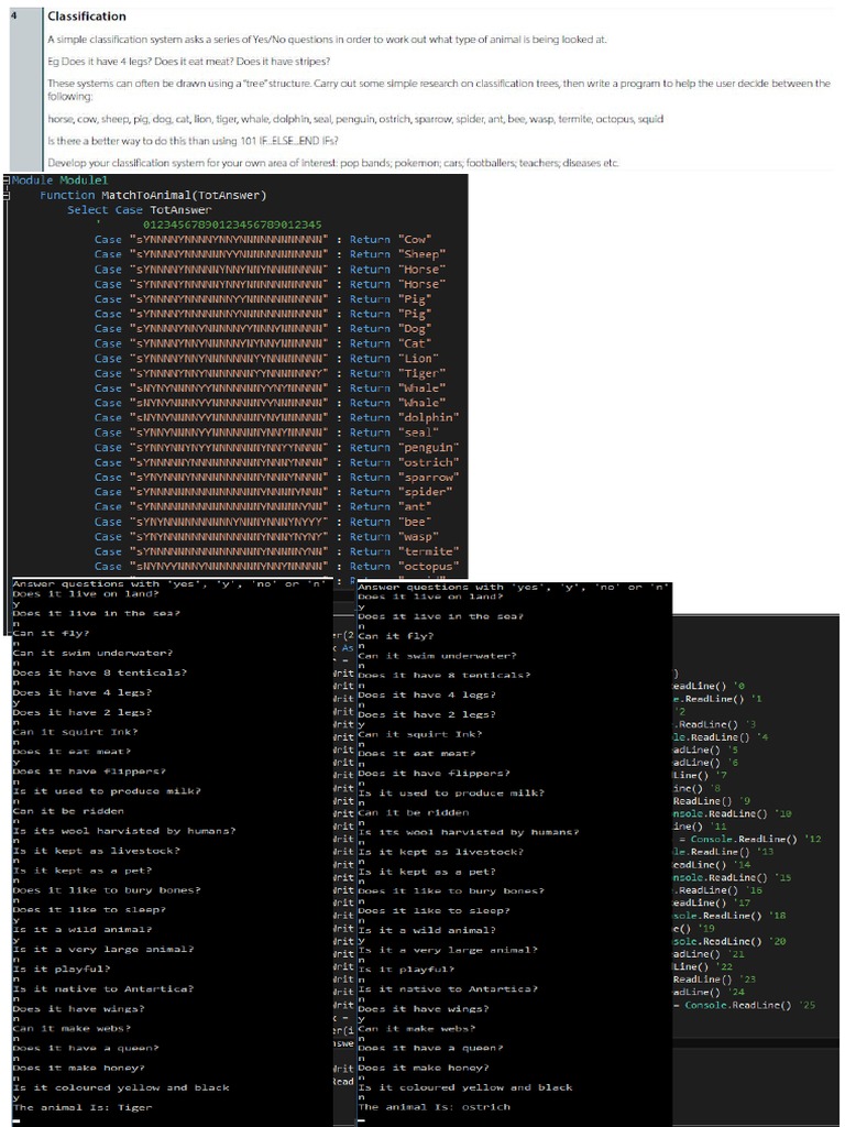 Harvey James Coding Challenge 4-Classification | PDF | Mammals ...