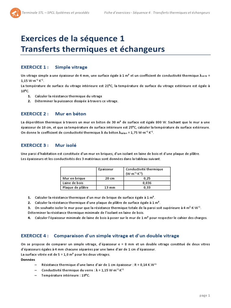 Seq 4 Exercices | PDF | Échangeur de chaleur | Eau