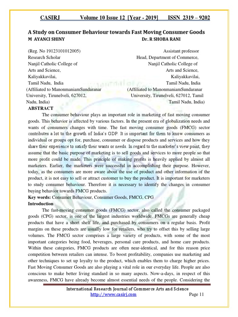 A Study On Consumer Behaviour Towards Fa | PDF | Behavior | Marketing