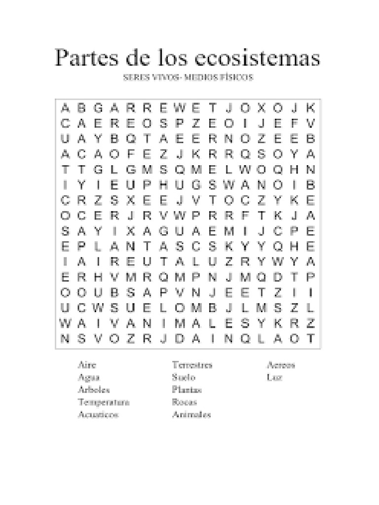 Sopa de Letras Del Ecosistema | PDF