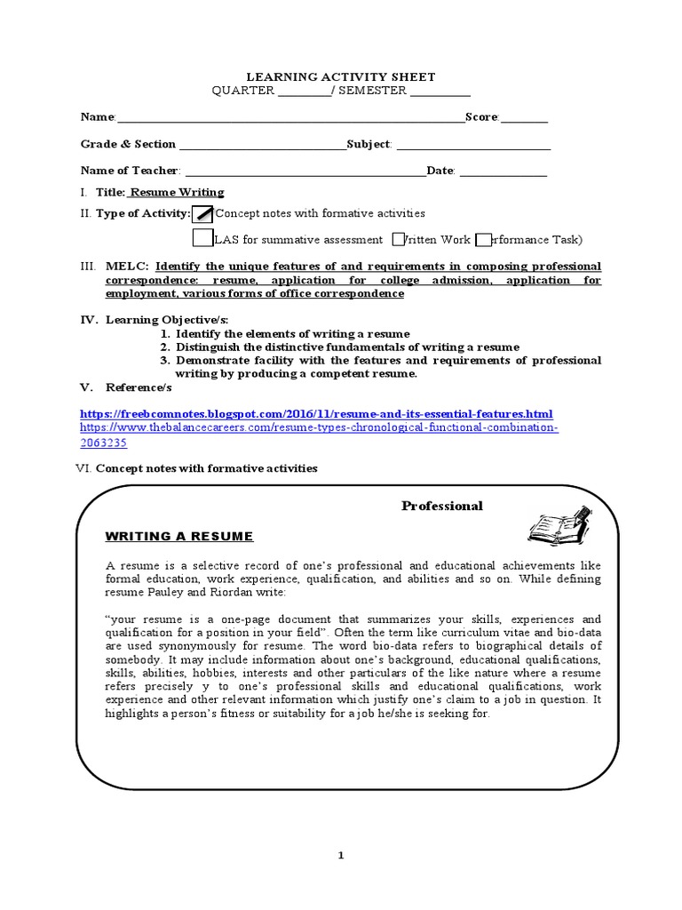 Essential Features of a Resume | PDF | Résumé