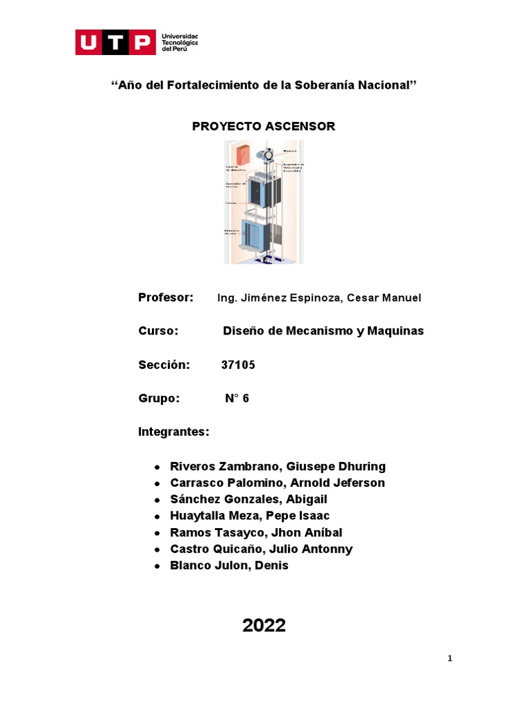 Proyecto de Diseño de Ascensores | PDF | Ascensor | Transporte
