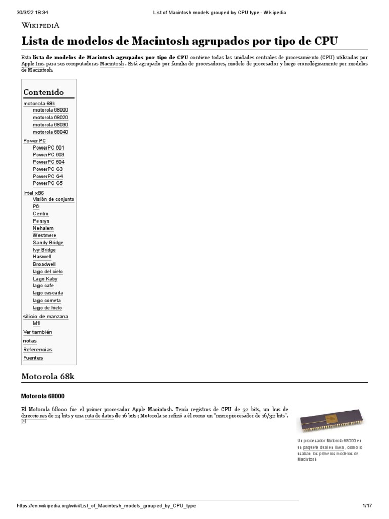 List of Macintosh Models Grouped by CPU Type - Wikipedia | PDF ...