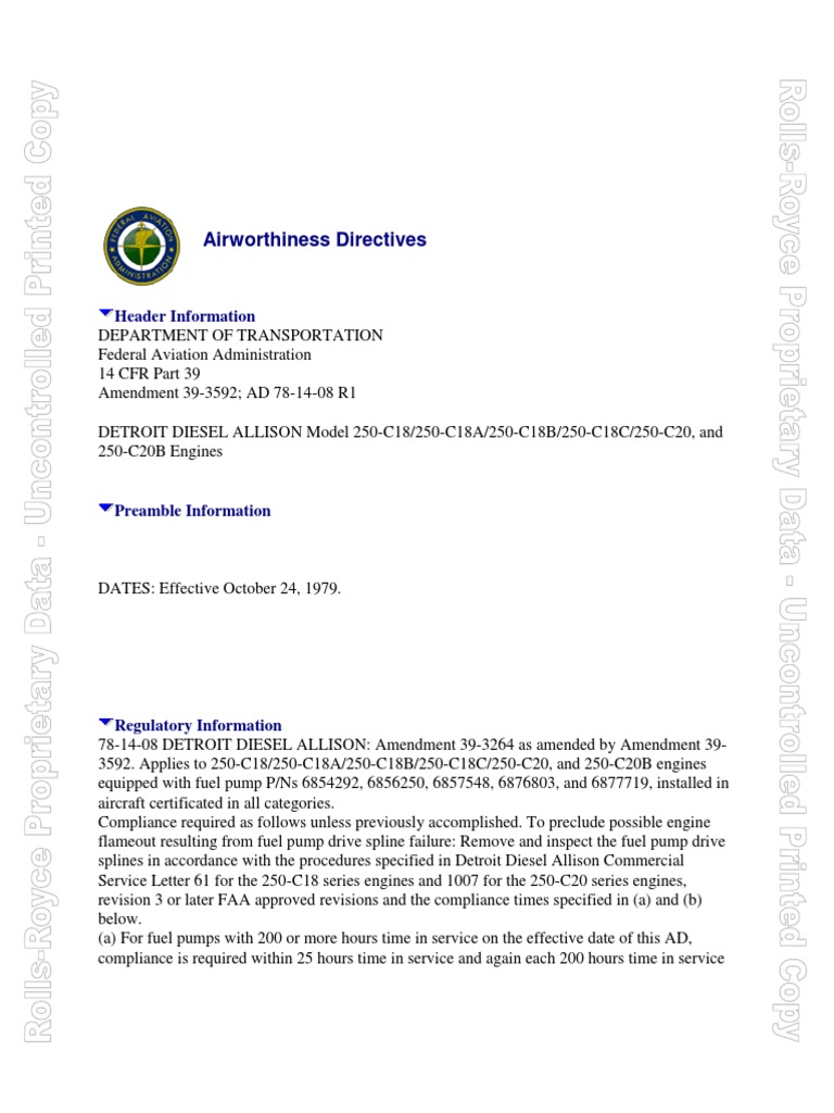 Airworthiness Directives: Header Information | PDF | Transport | Aviation