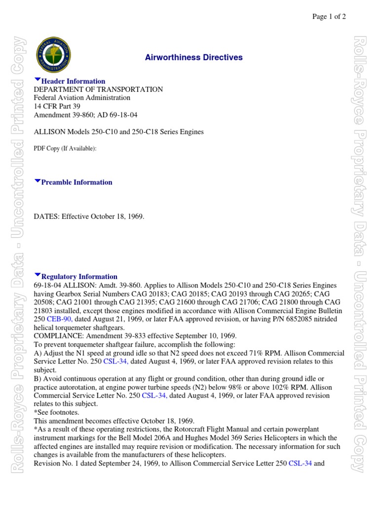 Airworthiness Directives: Header Information | PDF | Federal Aviation ...